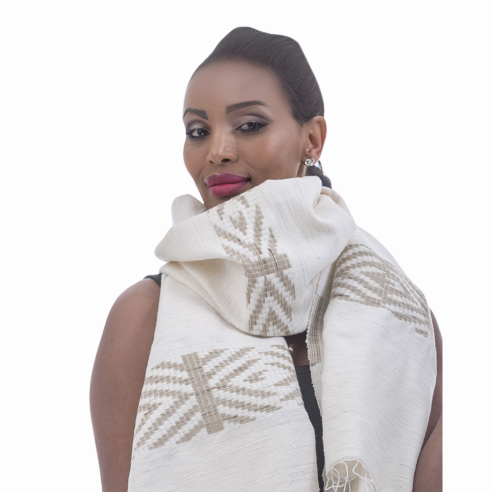 Coffee Gabi Handwoven Shawl - Genet Collection